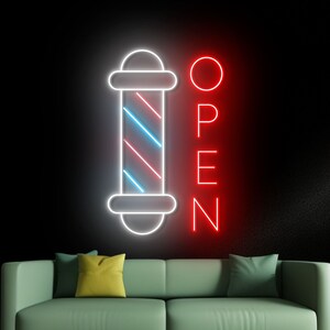 Barber Open Neon Wall Sign, Hair Salon Led Wall Sign, Hair Cut Neon ...