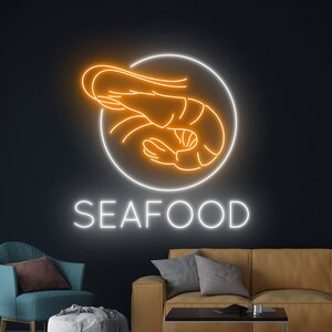 Seafood Shrimp Neon Sign, Sea Food Led Sign, Shrimp Led Light, Shrimp ...
