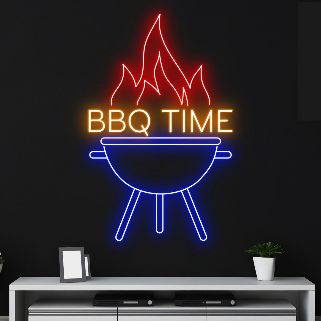 Custom BBQ Time Neon Light, BBQ Neon Sign, Barbecue Led Light, Grill ...