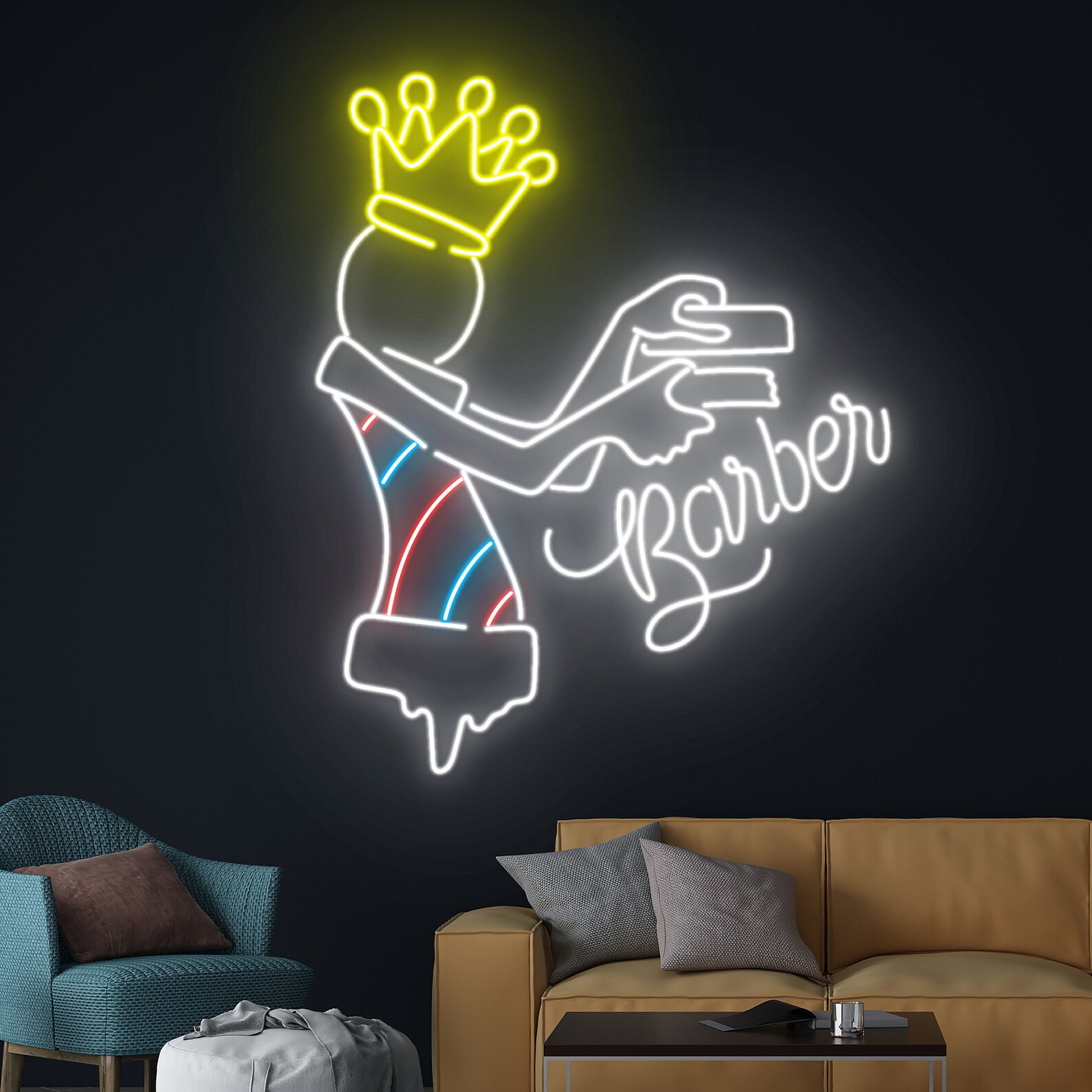 Barber Led Sign, Barber Shop Neon Sign, Barber Pole Led Light, Hair ...