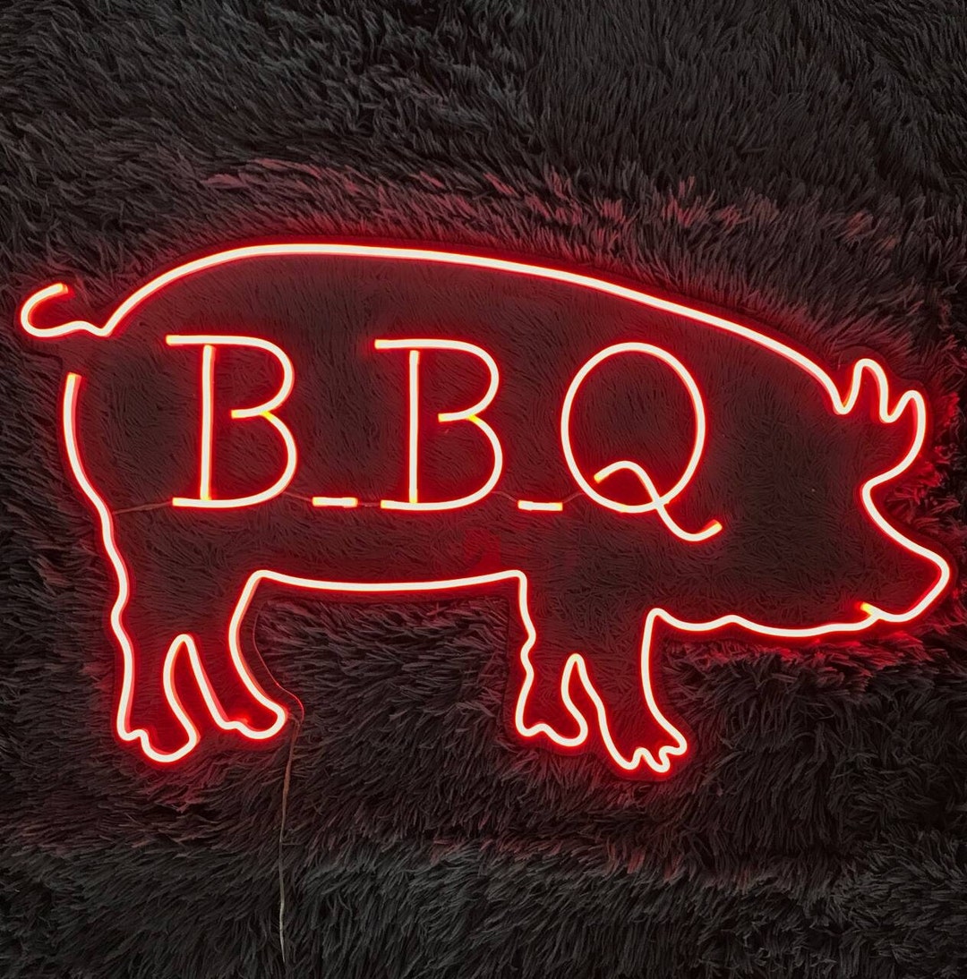 BBQ Pig Led Sign, Pig Led Sign, Wall Decor, Animal Neon Sign, Custom ...