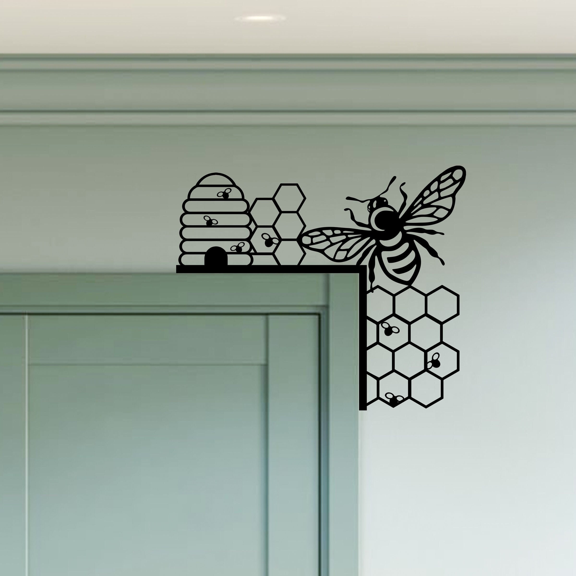 Personalized Hive Bee Door Corner Sign, Bee Animal Metal Door Topper ...