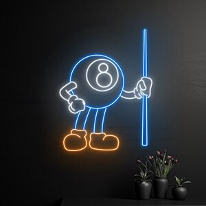 8 Ball Billiards Led Sign, Billiard 8 Ball Neon Sign, Billiards Pool ...