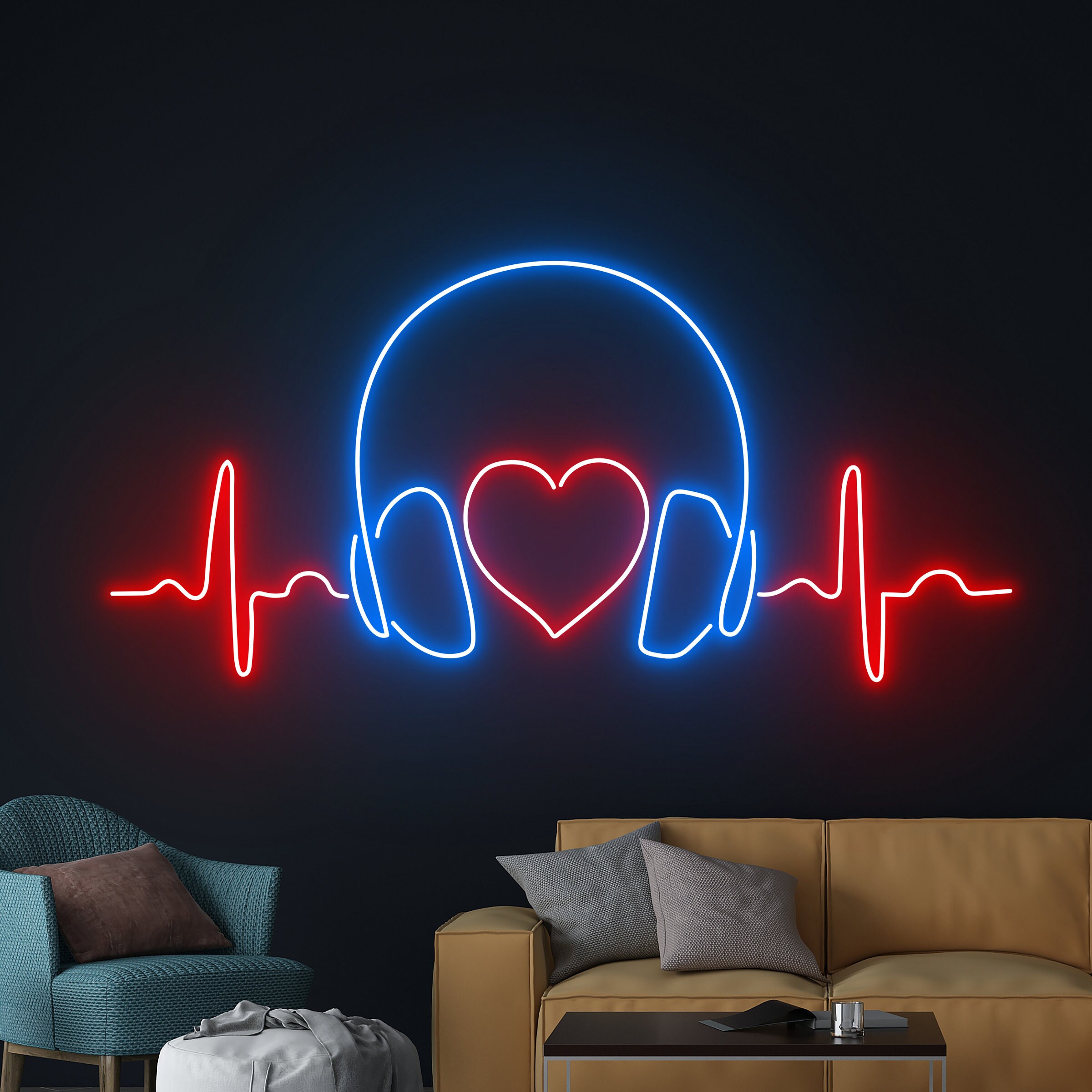 Headphone Neon Sign, Game Controller Led Sign, Game Player Led Light ...