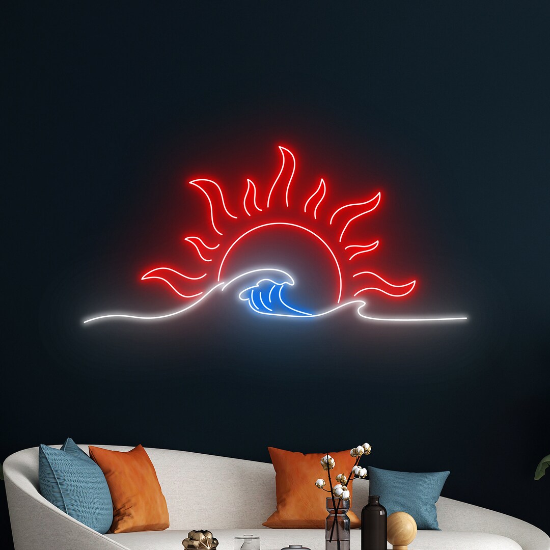 Custom Sun & Wave Neon Sign, Sunrise Sunset Neon Light, Beach Led Light ...