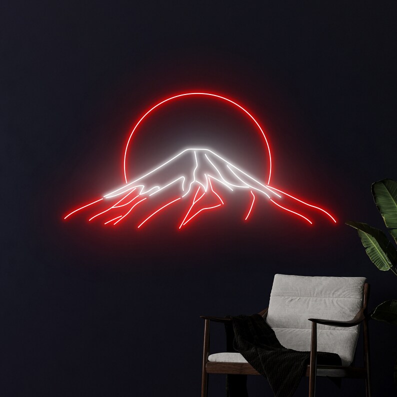 Fuji Mountain Led Sign, Moon Mountain Neon Sign, Fuji Mountain Neon ...
