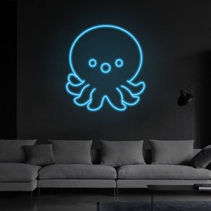 Octopus Neon Sign, Octopus Neon Light, LED Neon Sign, Handmade Neon ...