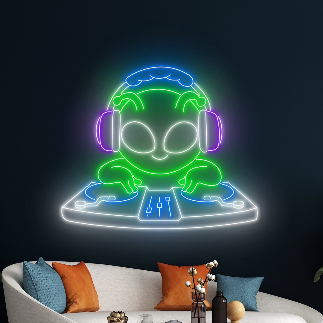Alien DJ Led Sign, Alien DJ Neon Light, Swag Alien Neon Sign, Cool ...
