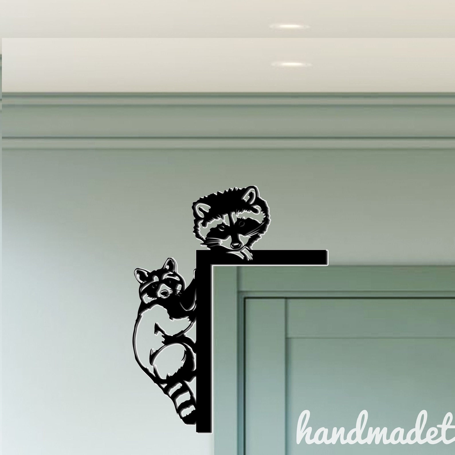 Personalized Raccoons Door Corner Sign, Raccoon Metal Door Topper ...