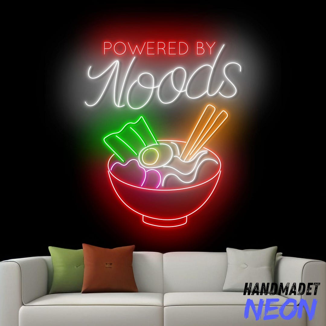 Powered by Noods Neon Sign, Ramen Bowl Led Light, Japan Ramen Noodle ...