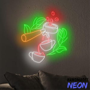 Coffee Maker Neon Sign, Hot Coffee Led Sign, Coffee Cup Neon Light ...
