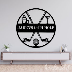 Personalized Golf Bar Metal Wall Sign, Golf Metal Wall Light, Golfer ...
