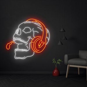 Gamer Skull Led Neon Sign, Skull Neon Sign, Skull Art Sign, Game Room ...