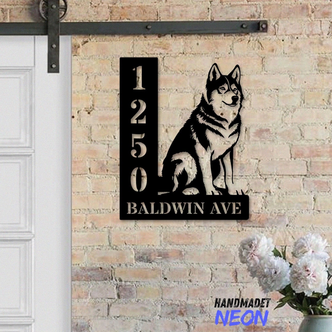 Personalized Siberian Husky Dog House Number, Siberian Husky Home ...