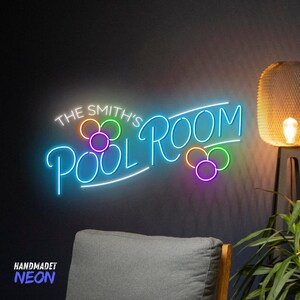 Custom Pool Room Neon Sign – Personalized LED Wall Light for Game Room ...
