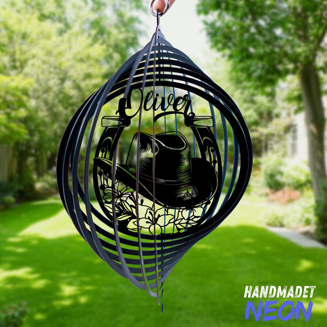 Custom Cowboy Wind Spinner, 3D Kinetic Garden Decor Hanging Yard Art ...