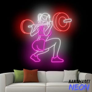 Gym Club Neon Sign, Gymers Led Sign, Weightlifting Neon Light, Barbell ...