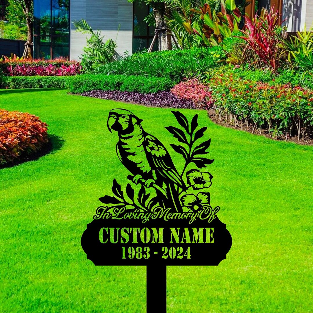 Custom Outdoor Parrot Metal Sign With Stakes - Personalized Outdoor ...