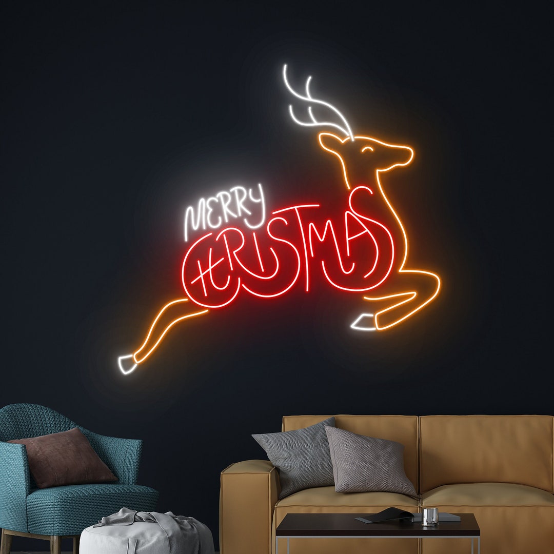 Merry Christmas Reindeer Neon Sign Christmas Reindeer Led - Etsy