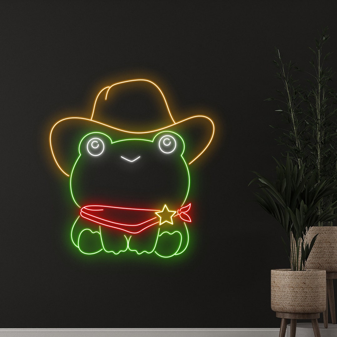 Cowboy Frog Neon Sign, Cowboy Hat Frog Led Sign, Western Frog Led Light ...