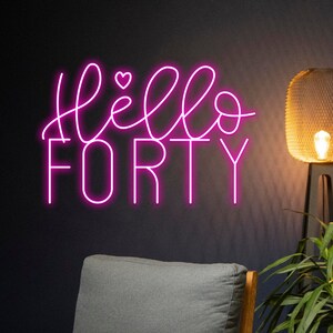 Custom Hello Forty Neon Sign, Personalized Quote LED Light, Name Neon ...