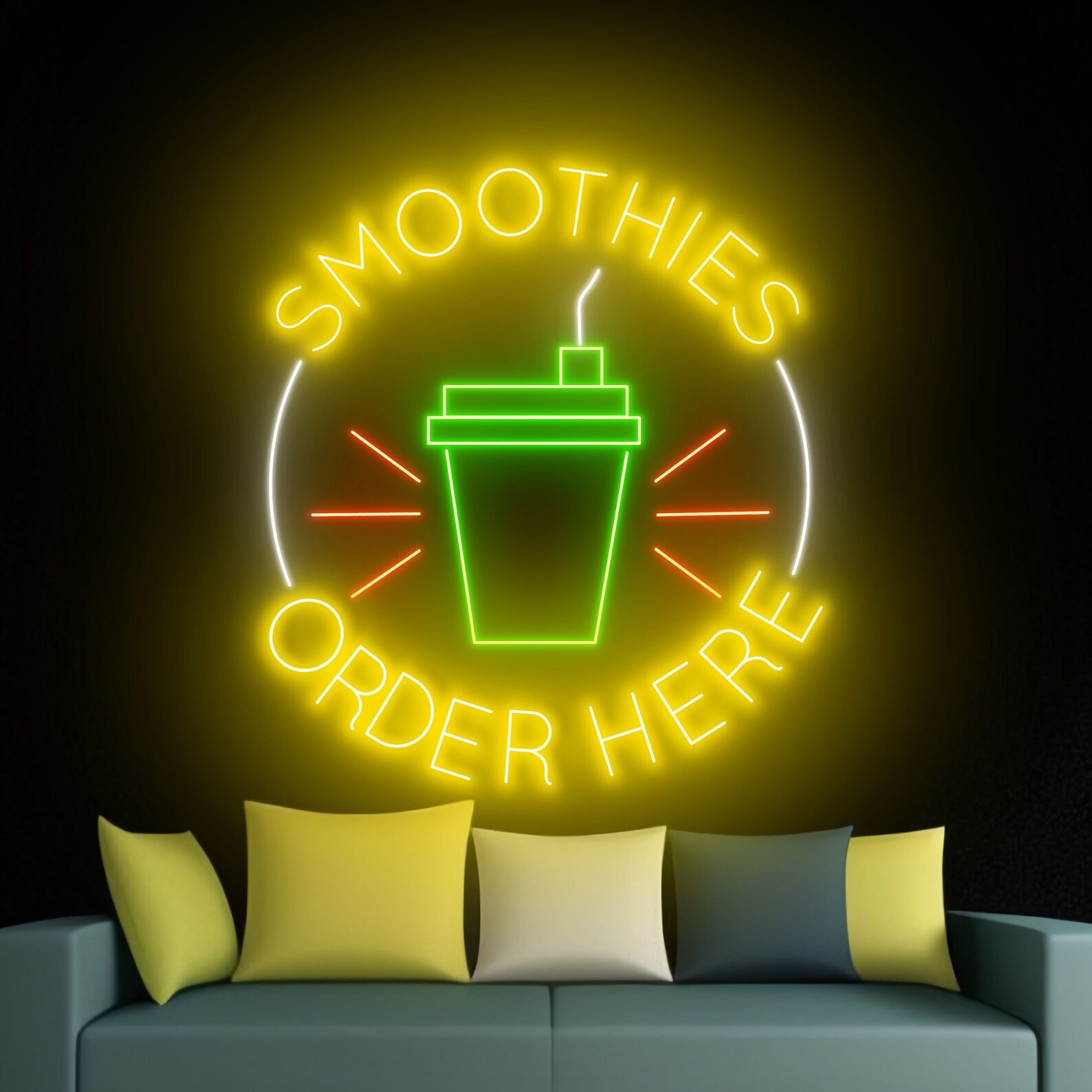 Smoothies Order Here Neon Sign, Smoothie LED Light, Smoothie Fruit Neon ...
