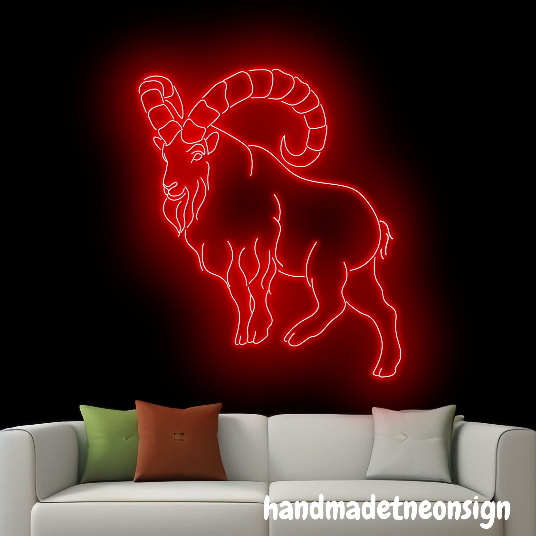 Goat Neon Sign, Goat Led Sign, Goat Line Art Neon Light, Goat Animal ...