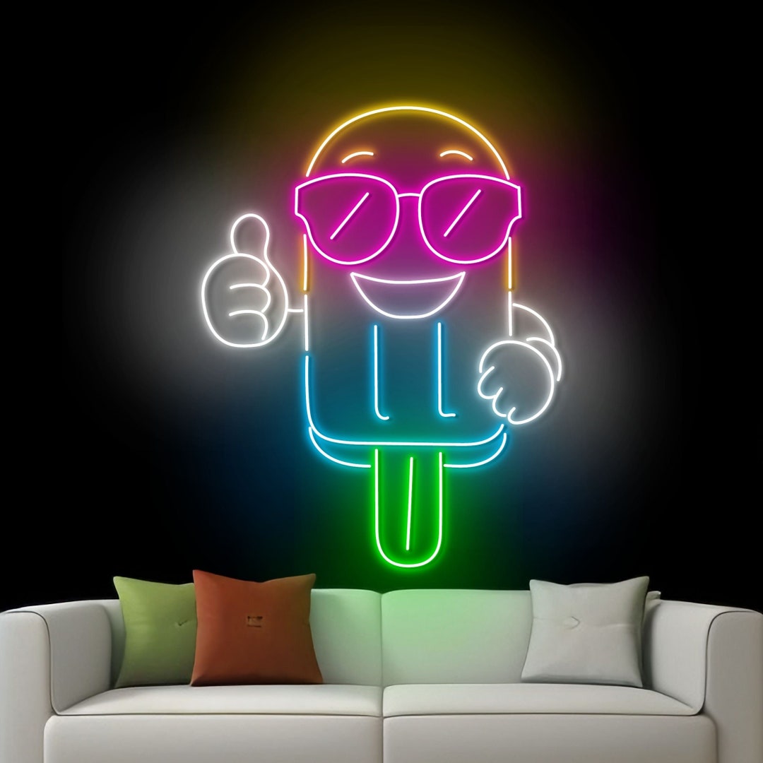 Popsicle Neon Wall Sign, Ice Cream Led Wall Sign, Ice Cream Stick Neon ...