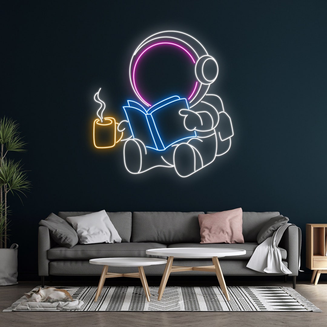 Astronaut Reading Book Neon Sign, Astronaut Read Book Led Sign ...