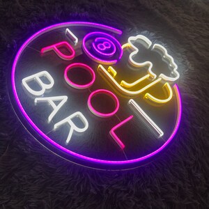 Pool Bar Neon Sign, Pool Bar Led Sign, Billiards Led Sign, Custom Neon ...