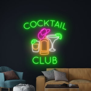 Cocktails Club Neon Sign, Cocktails Clu LED Light, Cocktails Logo Neon ...