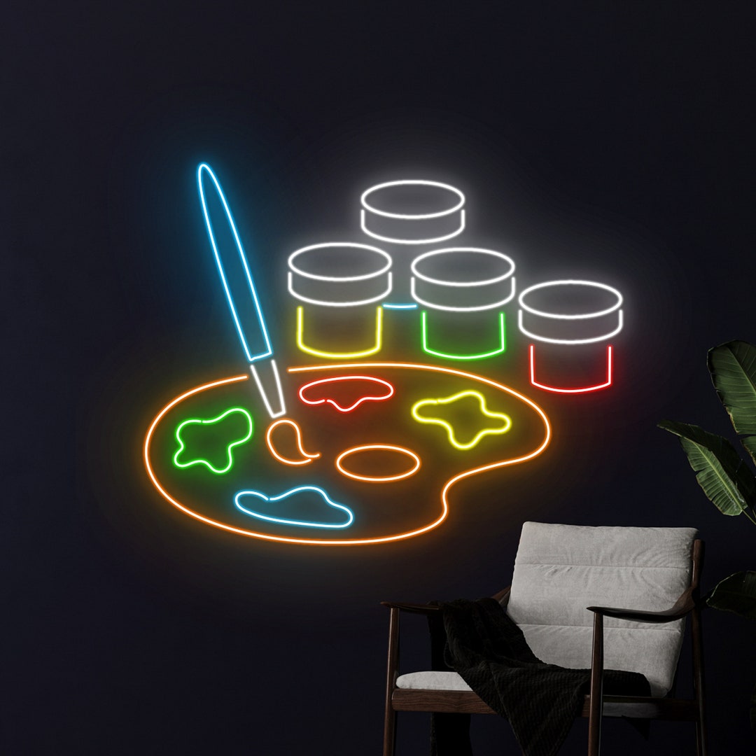 Art Gallery Led Sign, Palette Neon Light, Paintbrush Neon Sign, Studio ...