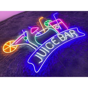 Juice Bar Neon Sign, Cocktails LED Light, Juice Fresh Fruit Neon Light ...