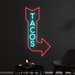 Custom Tacos Direction Arrow Right Neon Sign Taco Arrow Led - Etsy