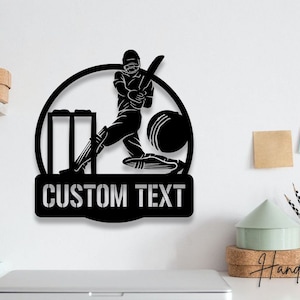 Custom Cricket Metal Wall Art LED Light - Personalized Cricket Player ...