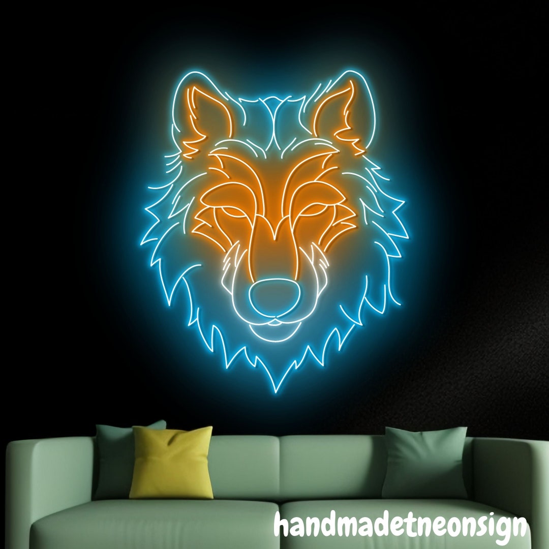 Wolf Head Neon Sign, Wolf Head Led Sign, Wolf Neon Light, Wolf Animal ...
