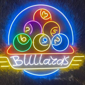 Custom Billiards Led Sign, Billiards Neon Sign, Wall Decor, Billiards ...