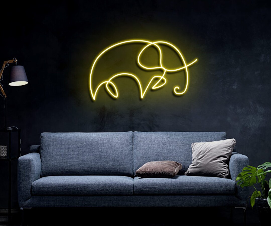 Elephant Neon Light, Custom Neon Sign, Personalized Animal Logo, Line ...