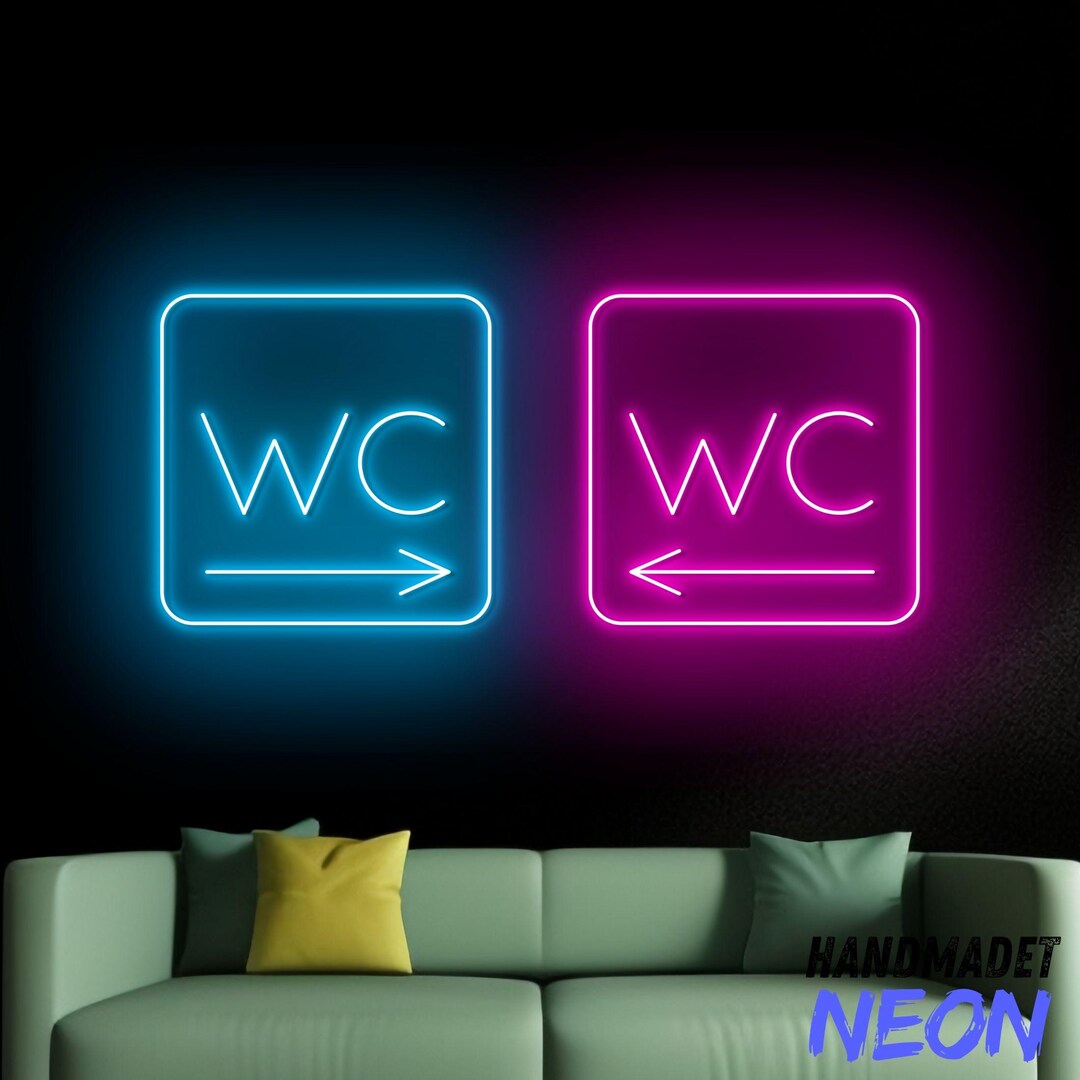 WC Restroom Neon Sign, Men Woman Toilet Led Sign, Toilet WC Neon Light ...