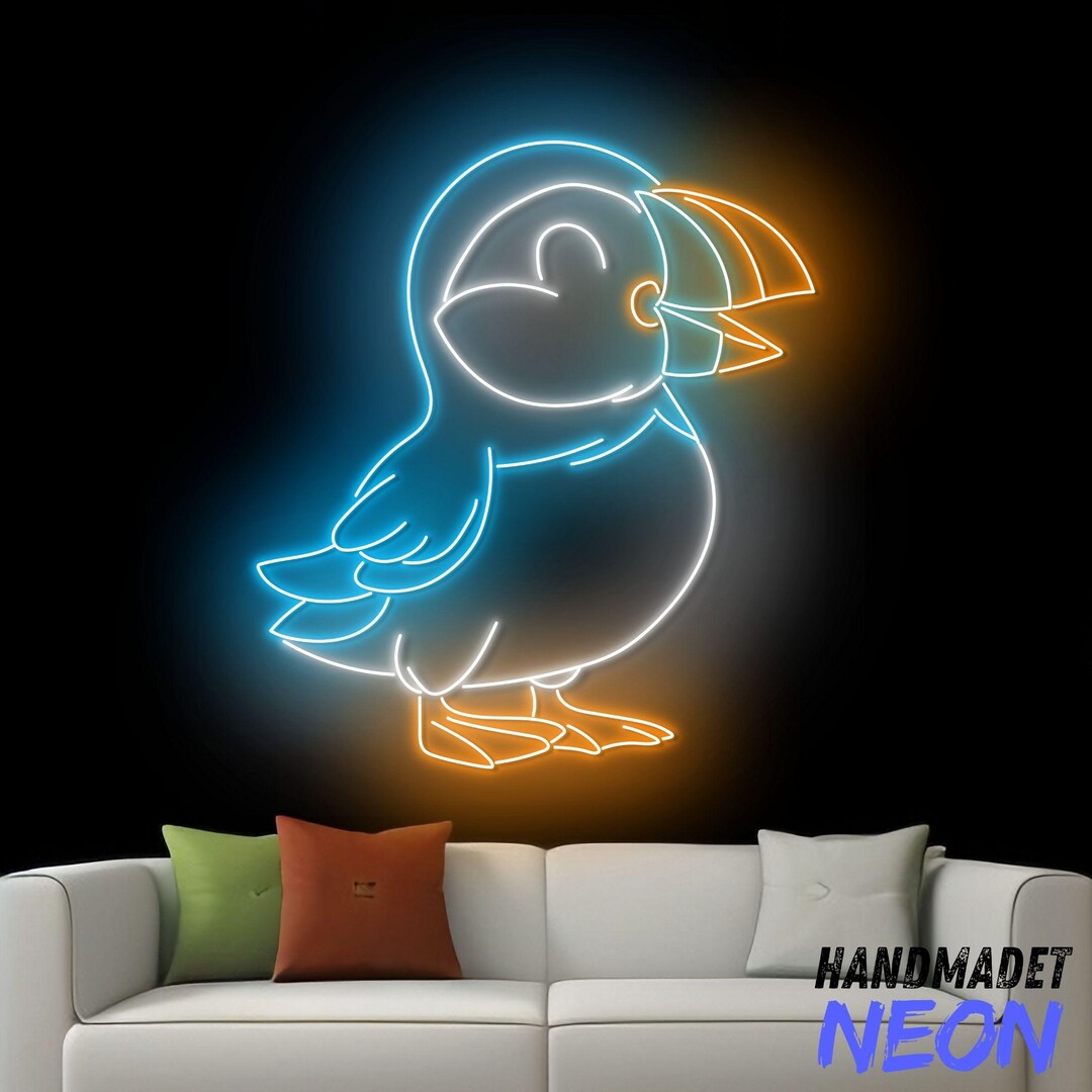 Puffin Neon Sign, Puffin Led Sign, Cute Puffin Led Light, Funny Puffin ...