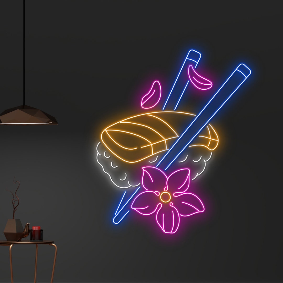 Custom Sushi Neon Sign, Sushi Led Sign, Japanese Food Flower Led Light ...
