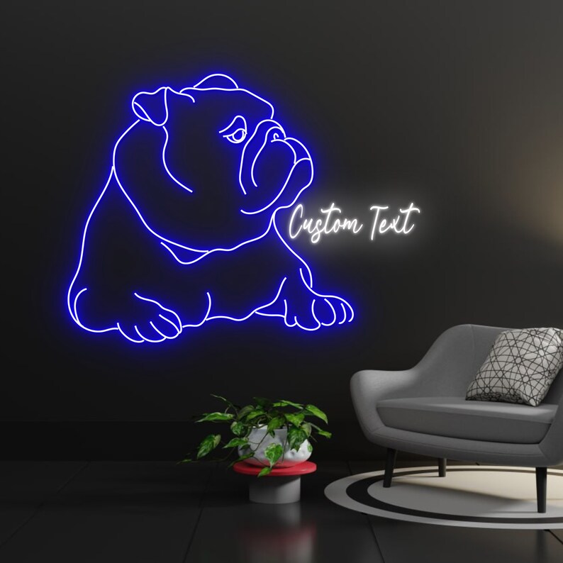 Custom Name Bulldog Led Sign, Custom Name Bulldog Neon Sign, Wall Decor ...