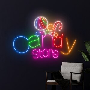 Candy Shop Neon Sign, Candy Shop Led Lights, Candy Neon Lights, Custom ...