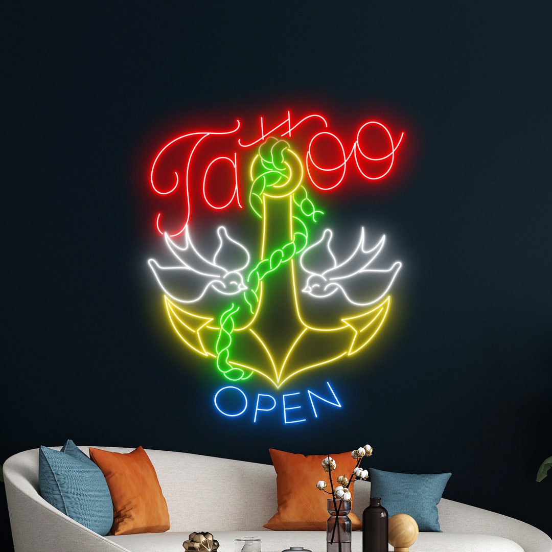 Open Tattoo Neon Sign, Tattoo Open Logo LED Light, Tattoo Salon Spa Led ...