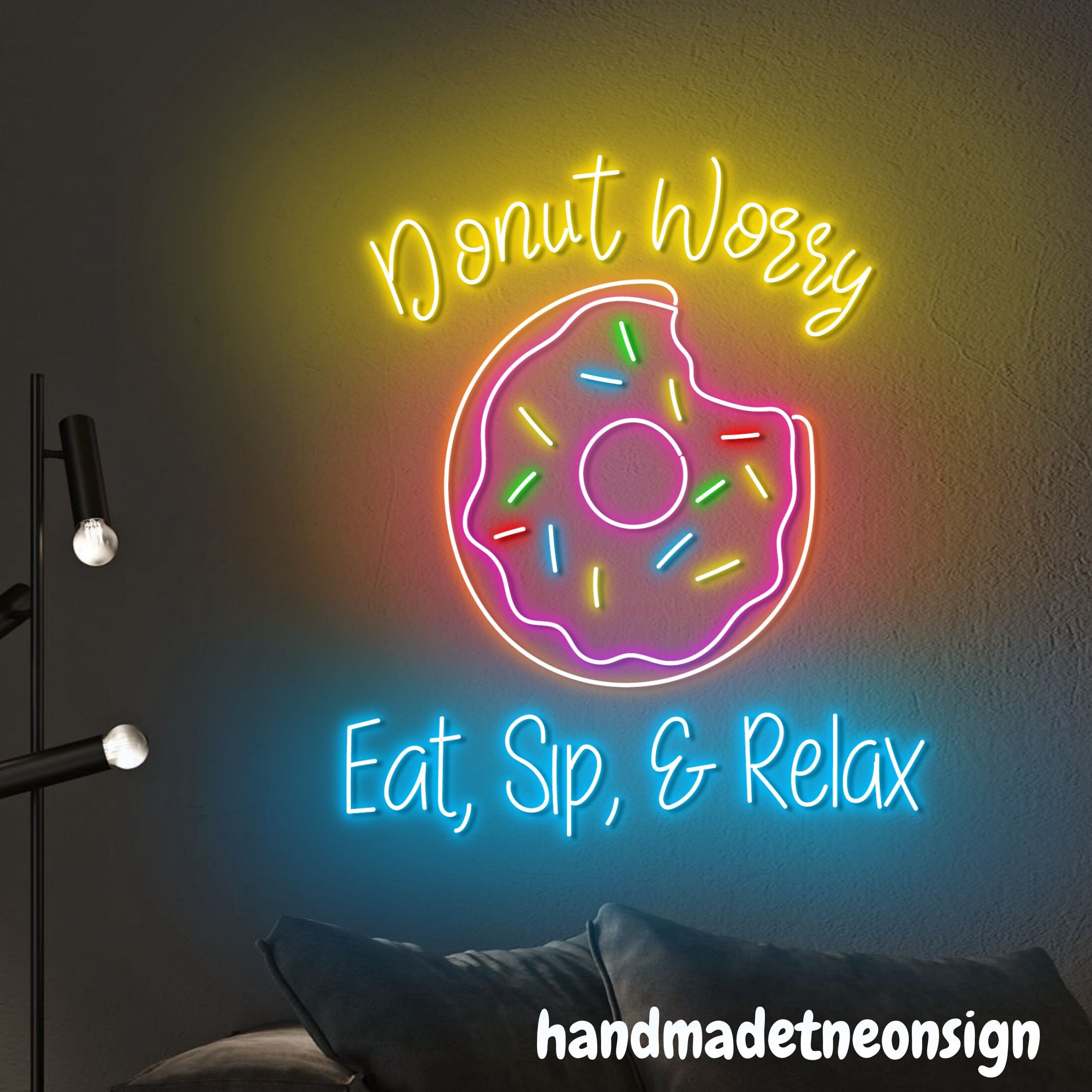 Donut Neon Wall Sign, Custom Text Led Wall Light, Baking Neon Wall ...