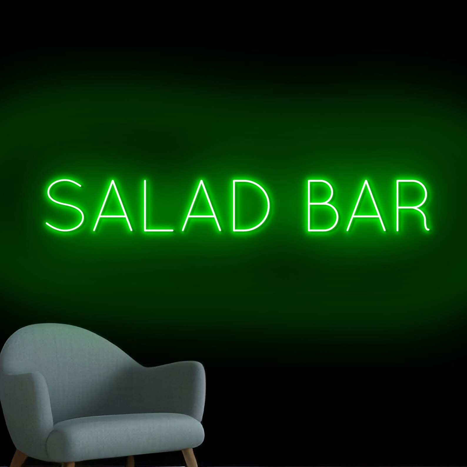 Salad Bar Neon Wall Sign, Salad Food Led Wall Light, Custom Text Led ...
