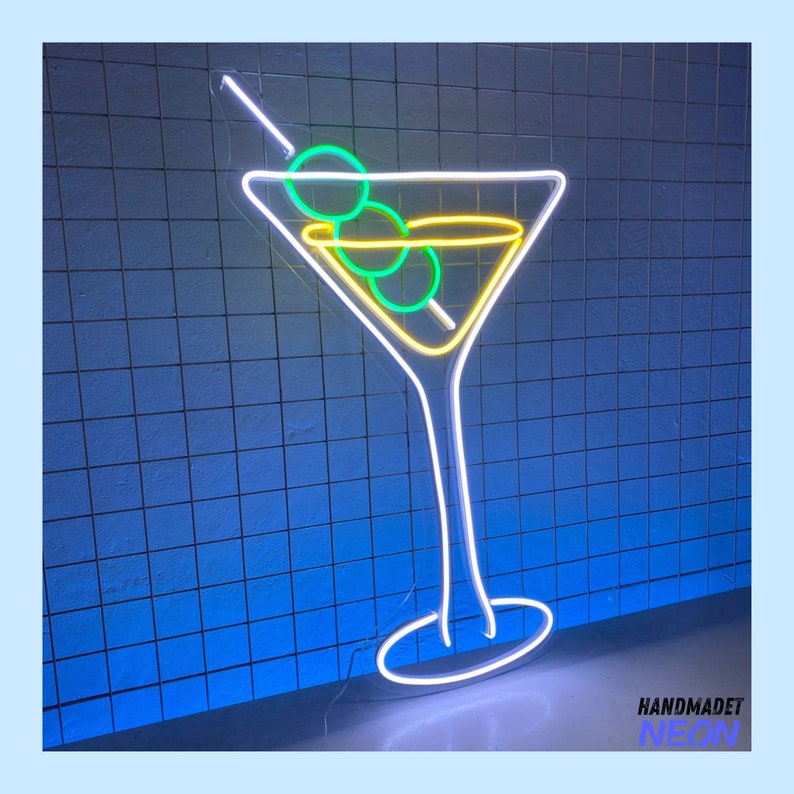 Martini Cocktails Neon Sign, Martini Glass Led Sign, Cocktail Martini ...