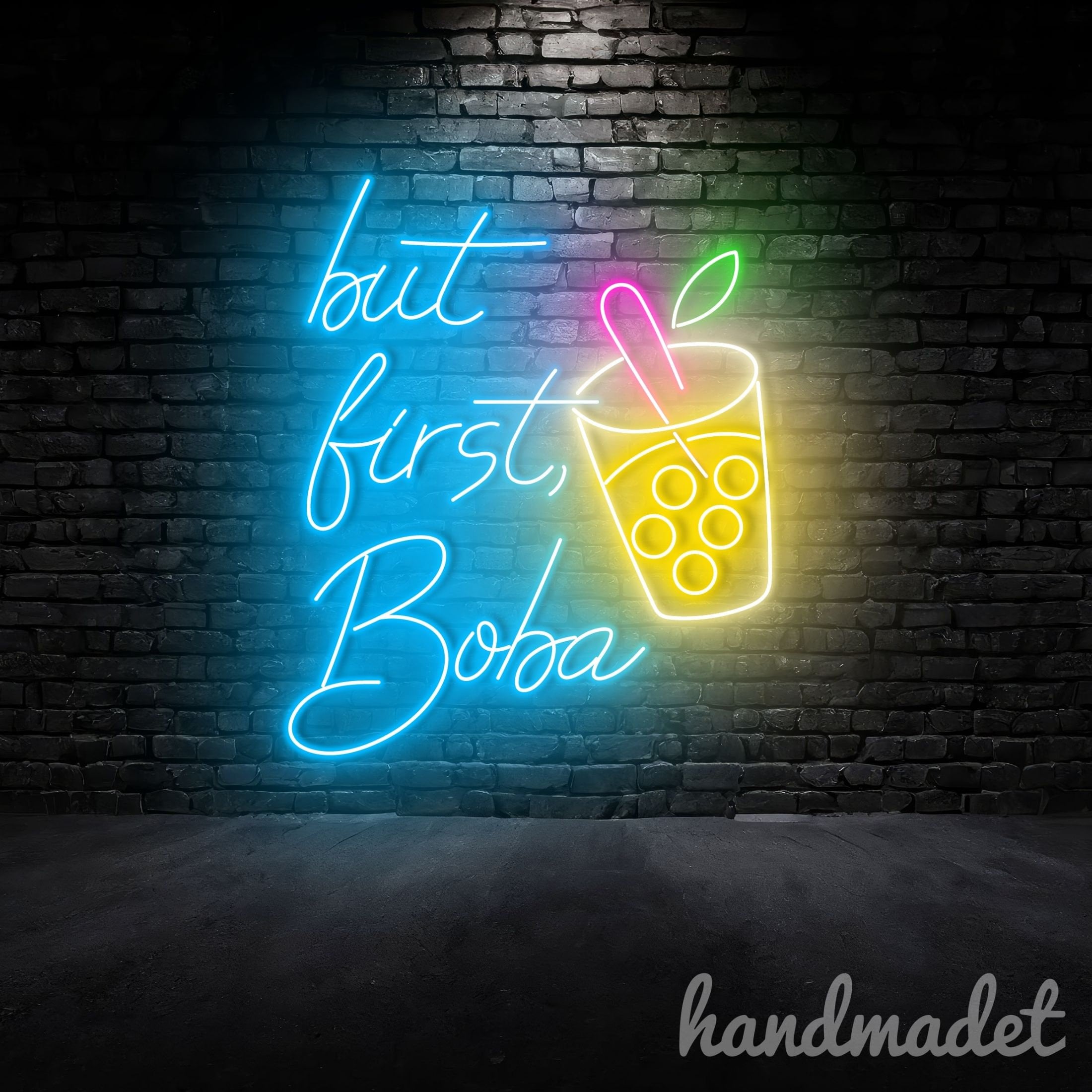 But First Boba Neon Wall Sign, Boba Tea Led Wall Sign, Milk Tea Neon ...
