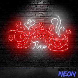 Coffee Time Neon Sign, Hot Coffee Led Sign, Coffee Cup Neon Light ...