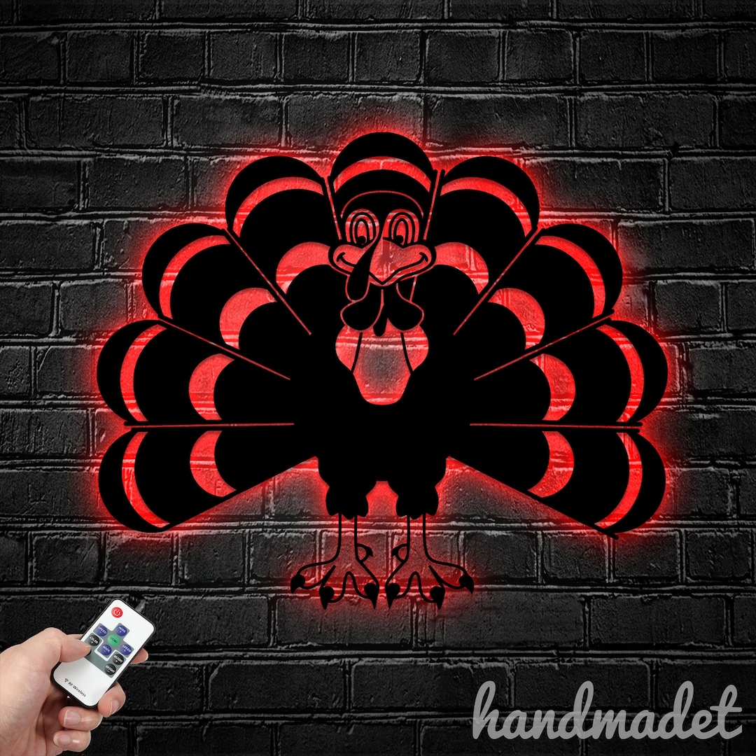 Turkey Metal Wall Art LED Light - Thanksgiving Metal Light Home Decor ...